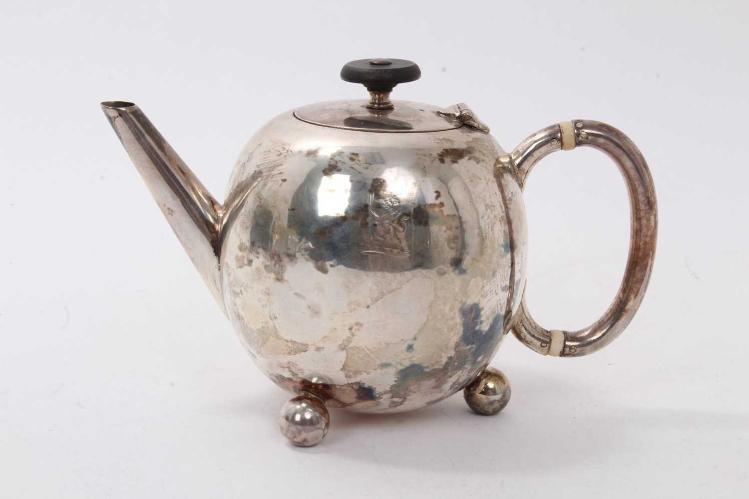 Lot 575 - Plain Victorian silver bullet-shaped teapot