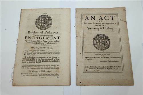 Lot 2567 - Three 17th century Civil War pamphlets