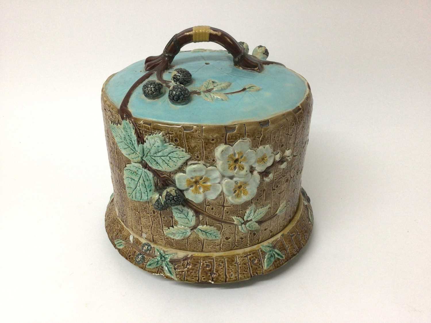Lot 162 - Victorian majolica cheese dish and cover by