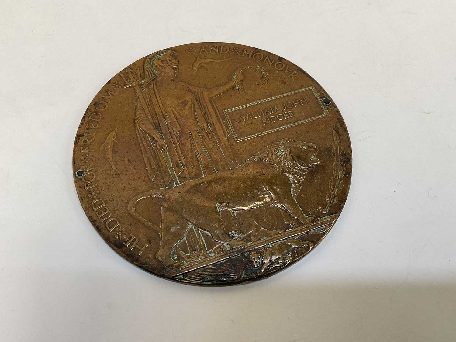 Lot 731 - First World War Memorial (Death) plaque