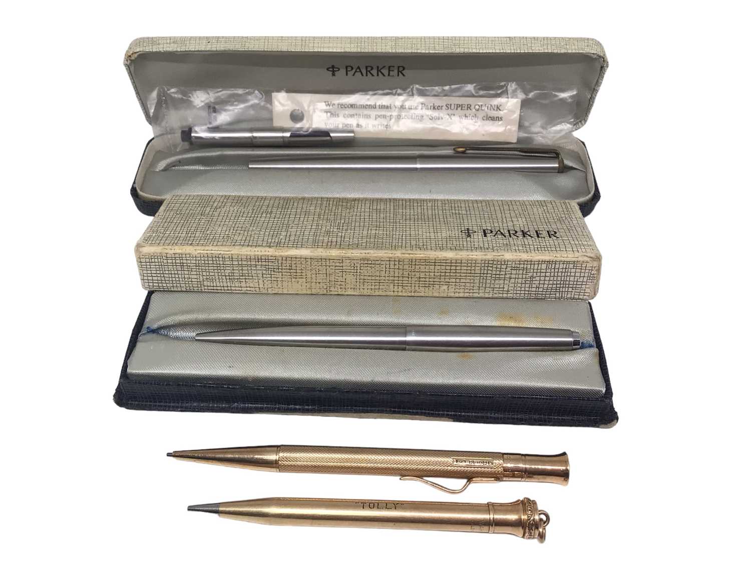 Lot 127 - 1930s 9ct gold pencil, one other gold plated