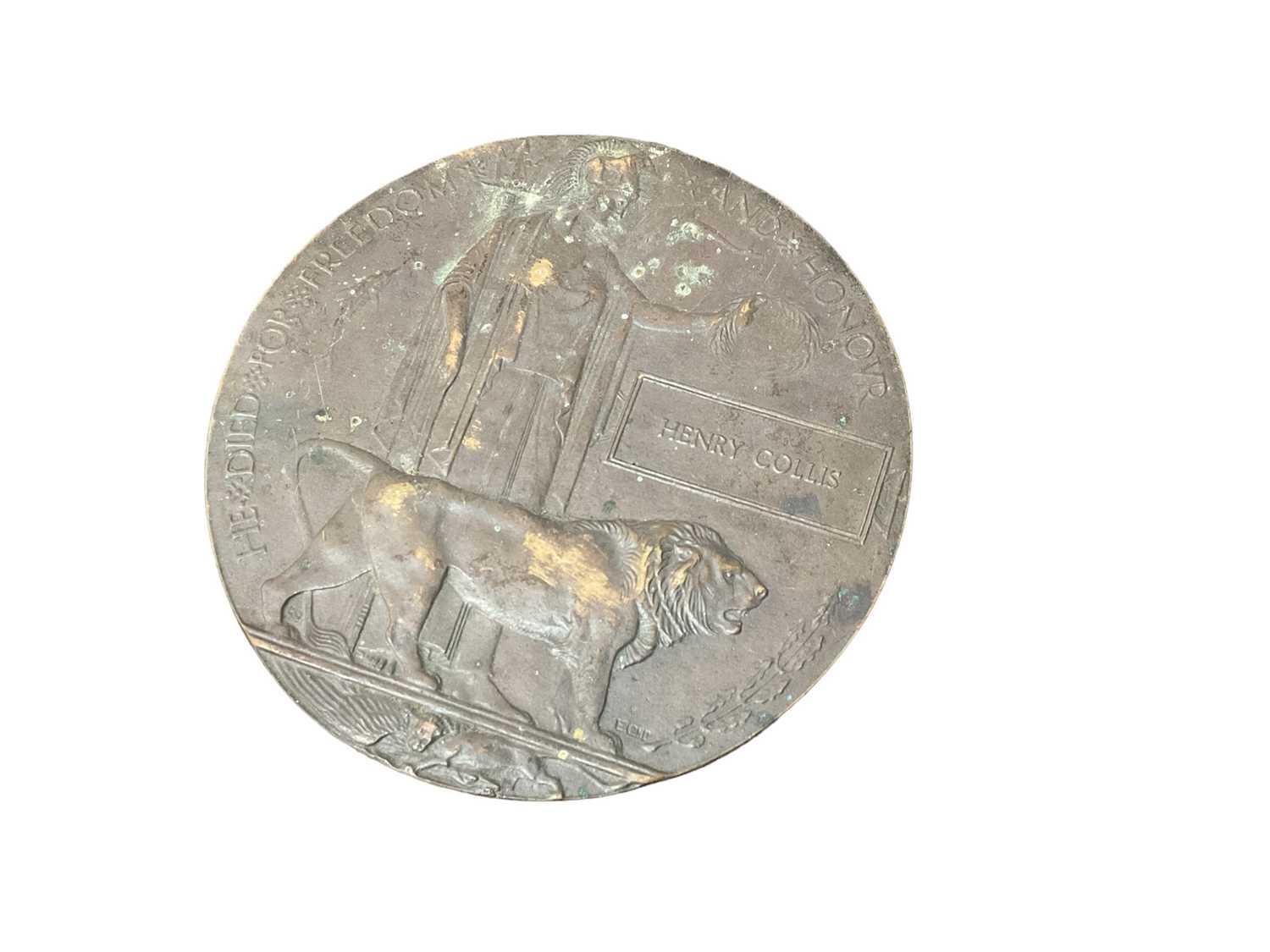 Lot 802 - First World War Memorial (Death) plaque