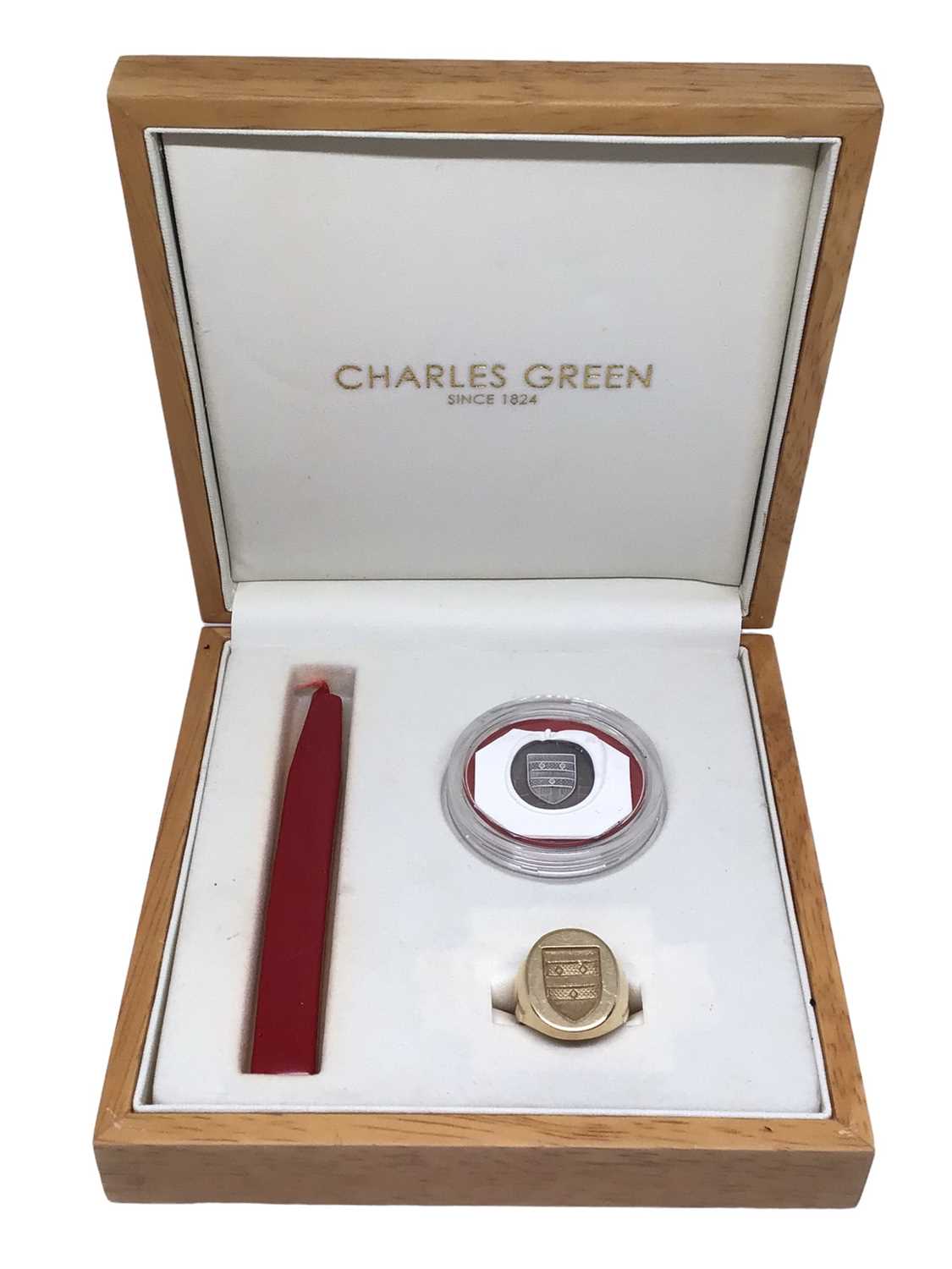 Lot 175 - Charles Green 9ct gold signet ring wax seal