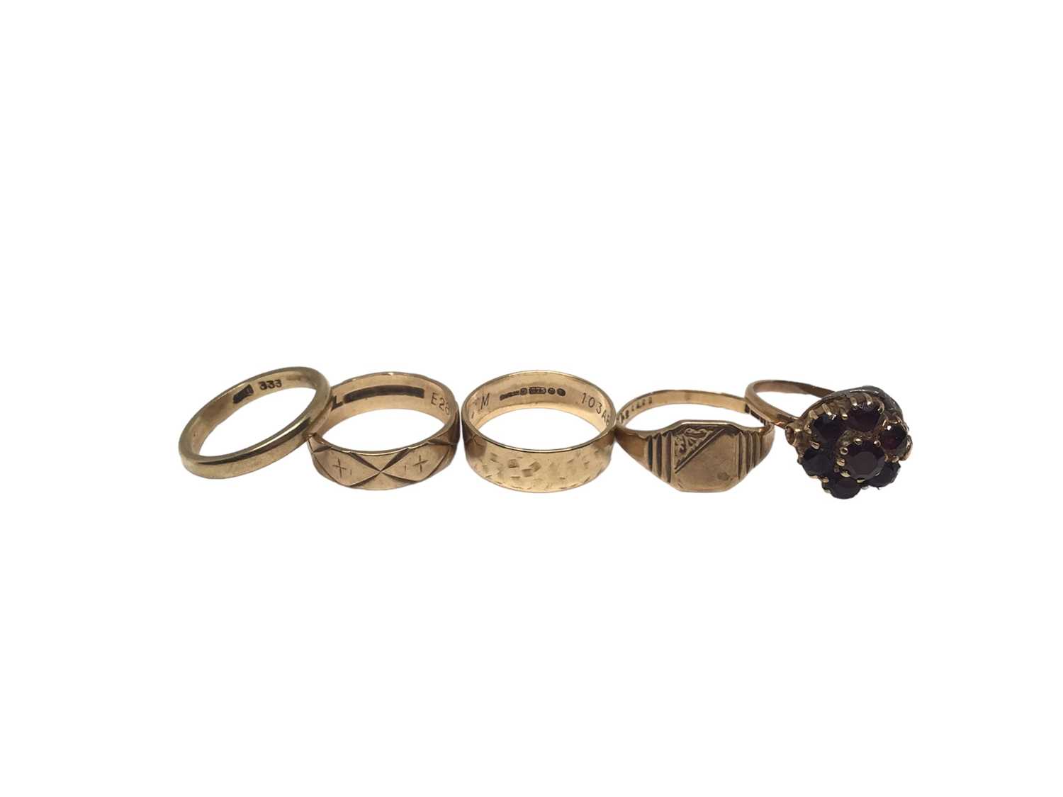 Lot 254 - Two 9ct gold wedding rings, one other