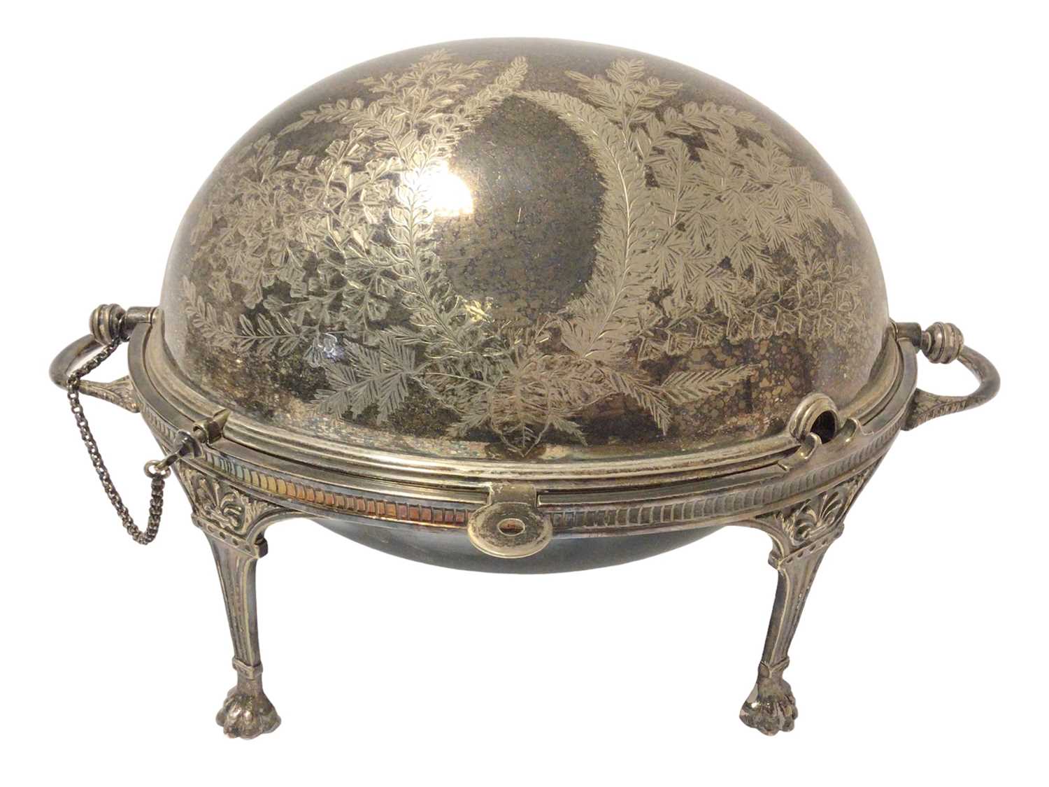 Lot 257 - Edwardian silver plated revolving breakfast