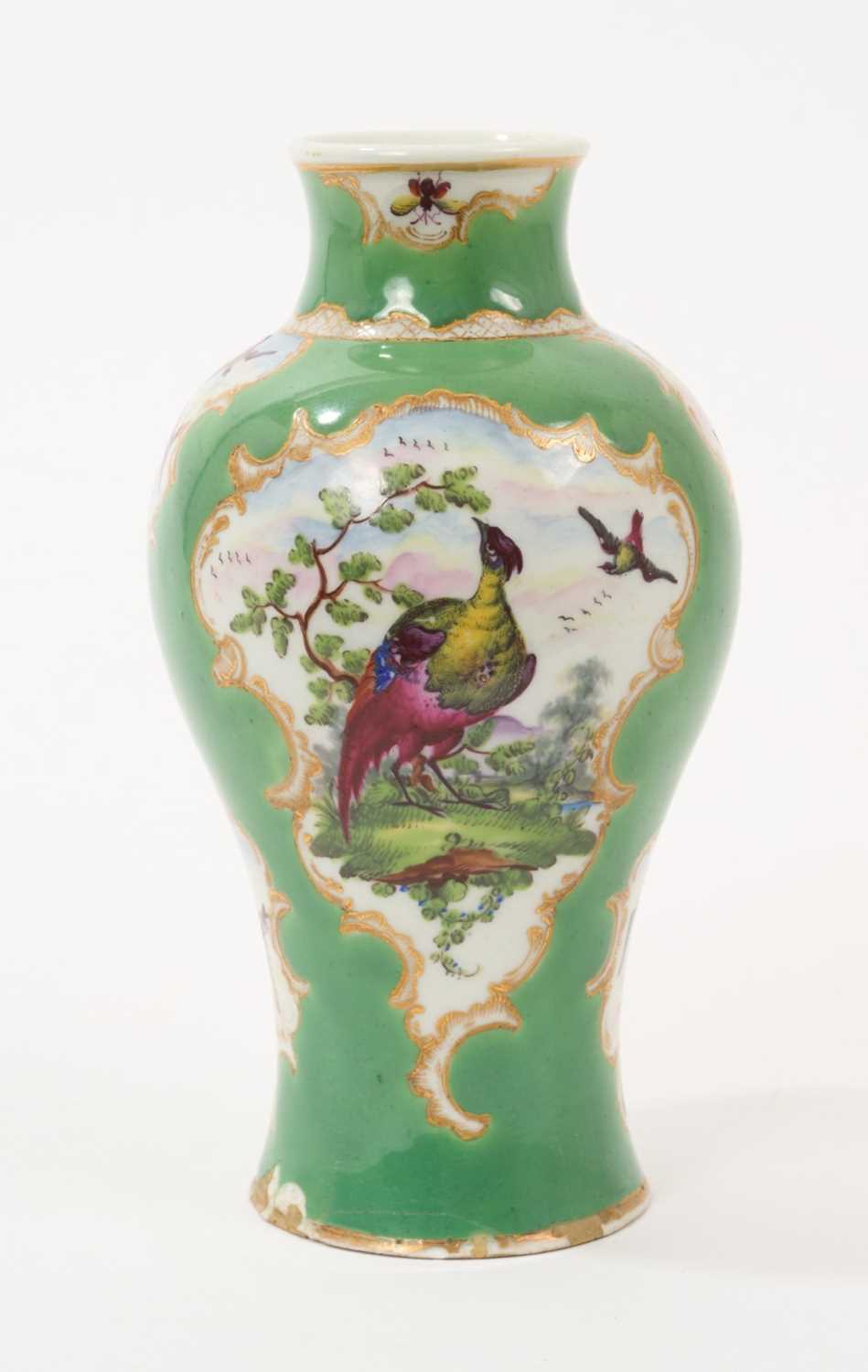 Lot 59 - Worcester green ground vase, painted with