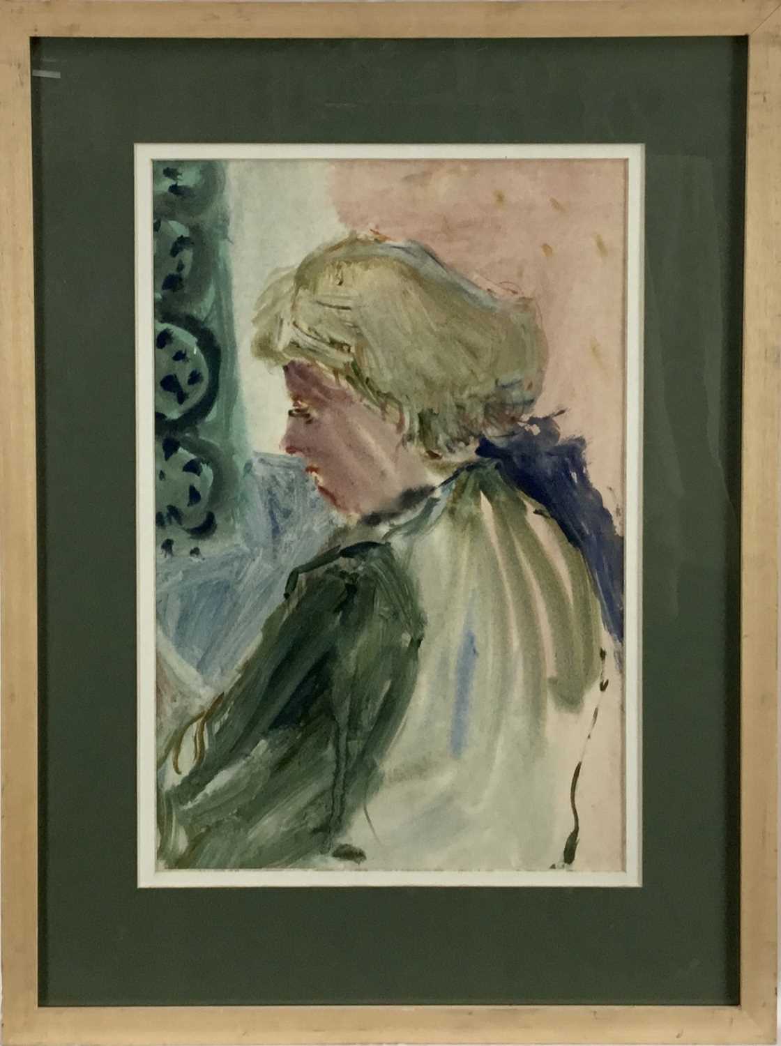 Lot 108 - Edwin Smith watercolour, portrait, 44cm x