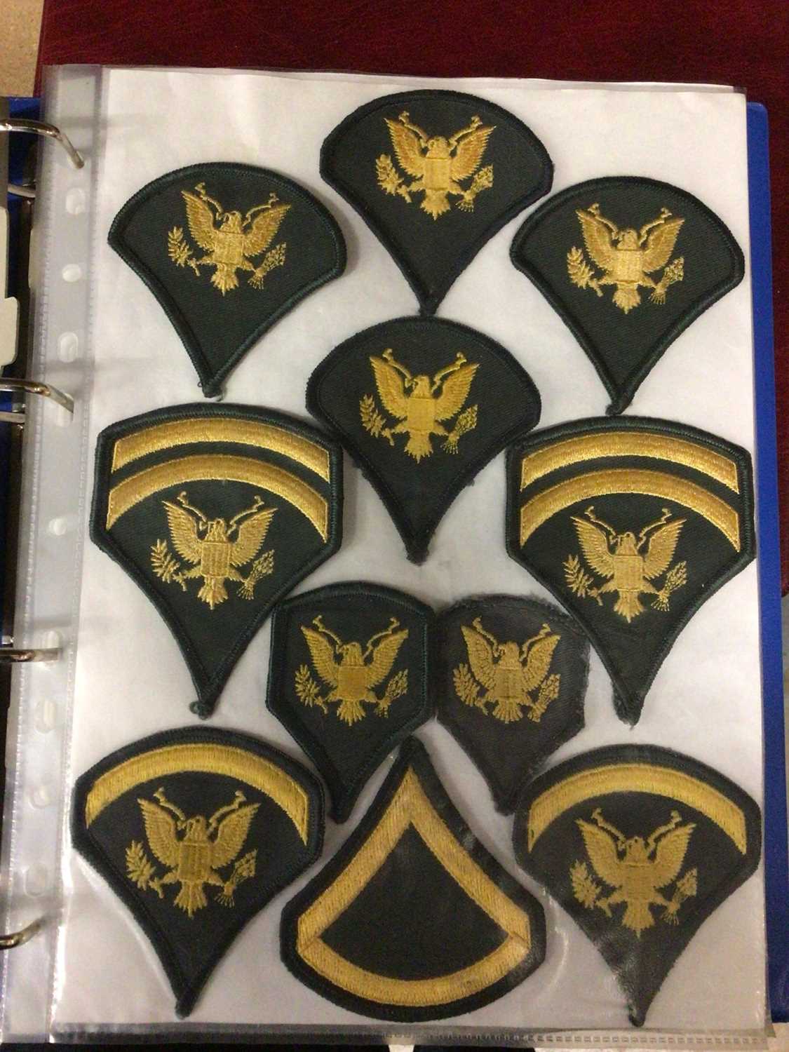 Lot 193 - Blue folder of US military cloth badges