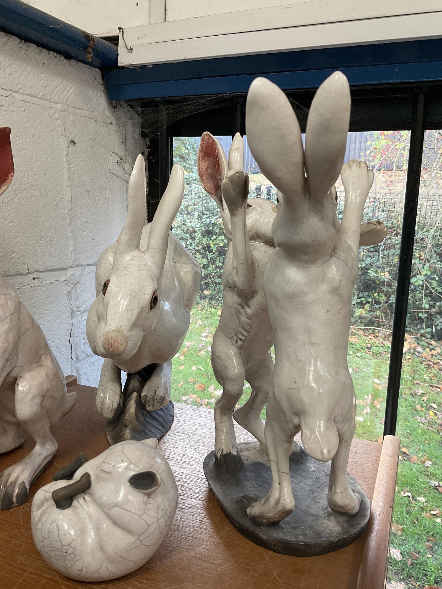 Lot 124 - Four Brian Andrew raku sculptures of hares