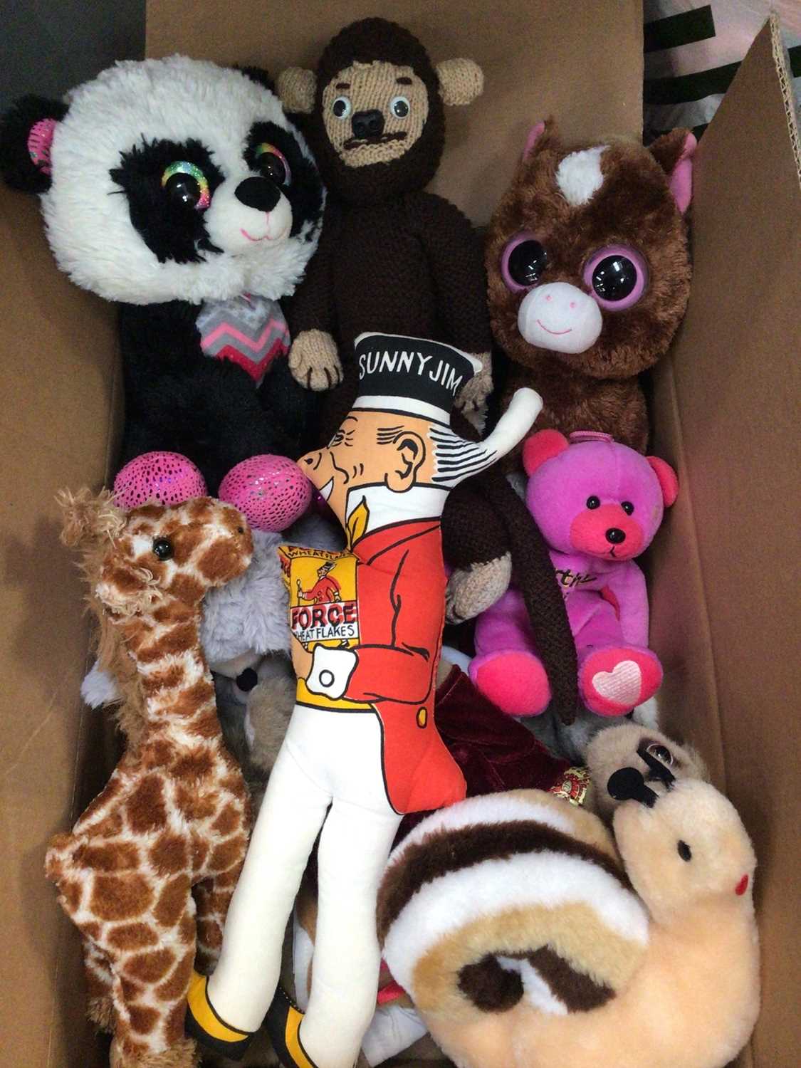 Lot 334 - Assorted soft toys including a Sunny Jim