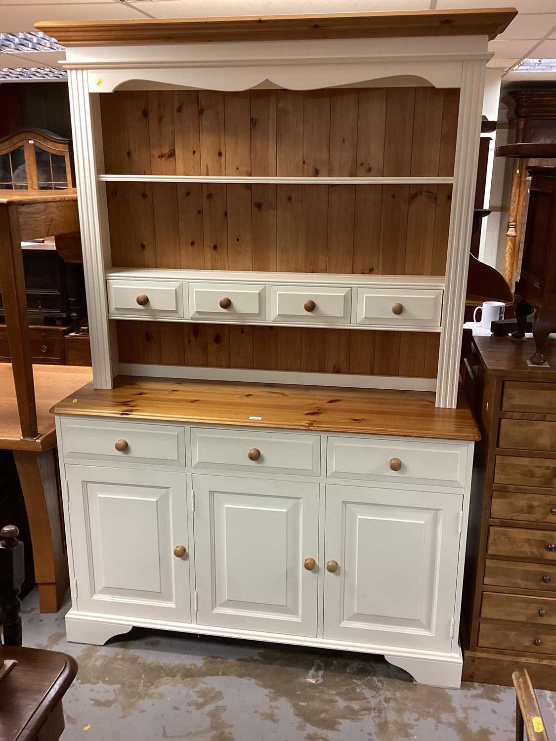 Lot 1254 - Contemporary painted pine dresser and oak