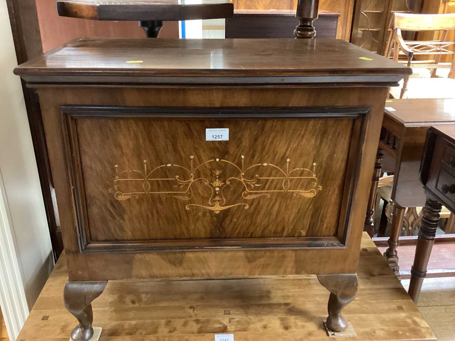 Lot 1257 - Edwardian inlaid sewing box on cabriole