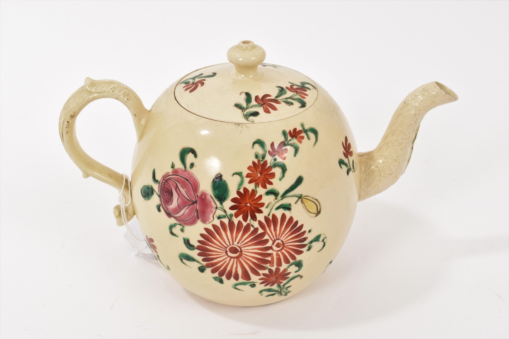 Lot 208 - Creamware teapot and cover, circa 1770