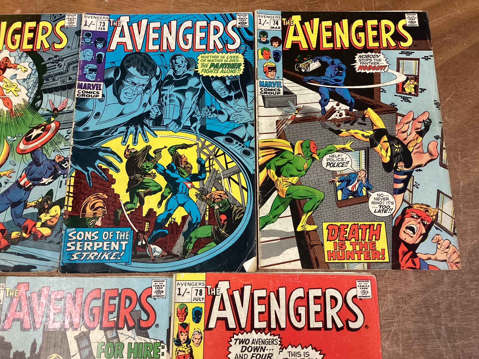 Lot 37 - Nine Marvel Comics The Avengers #70-78