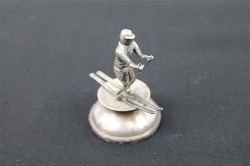 Lot 2084 - Novelty Scottish Silverer model of a skier,
