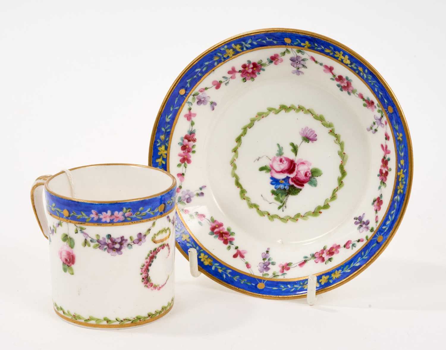 Lot 59 - Sèvres cup and saucer, polychrome decorated
