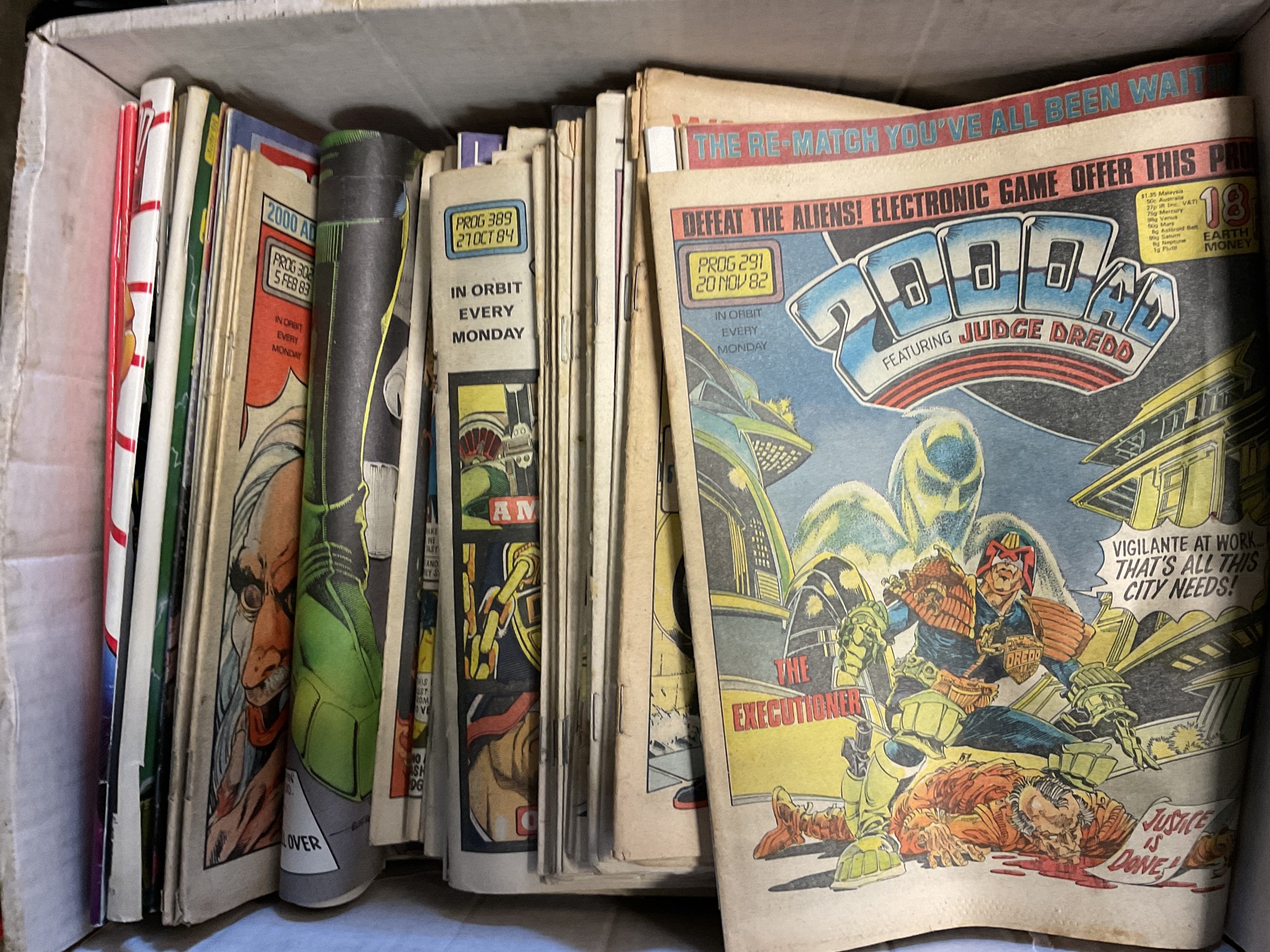 Lot 190 - Two boxes Judge Dread comics 80s and later