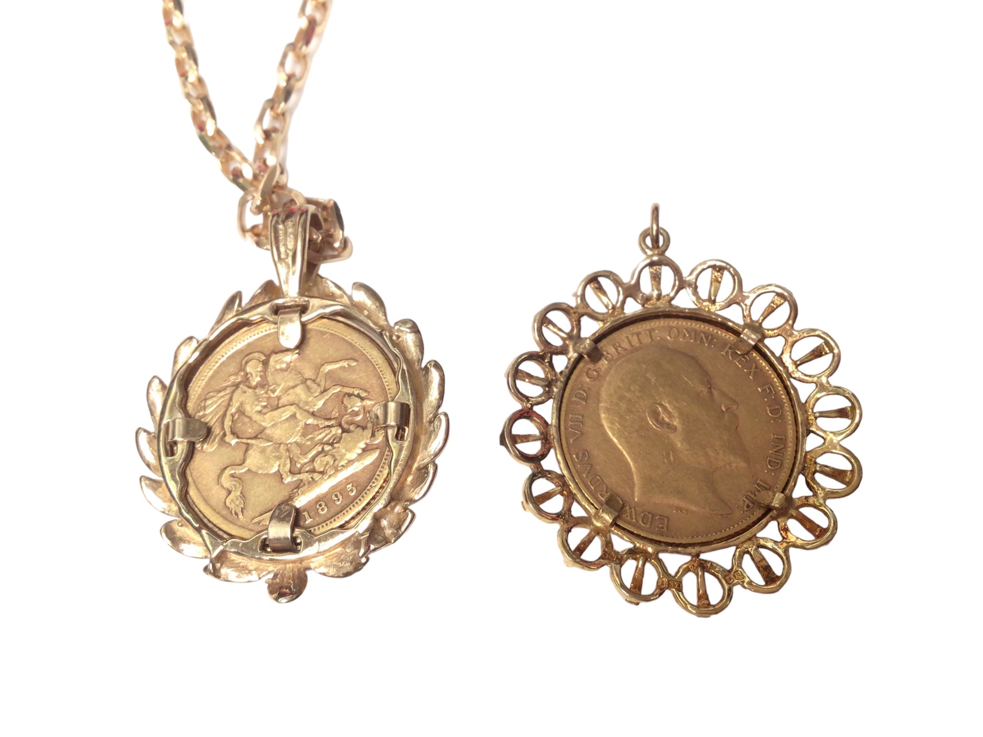 Lot 201 - Two gold half sovereigns, 1895 and 1908,
