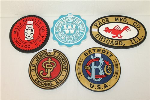 Lot 3445 - Five signs for One Armed Bandits