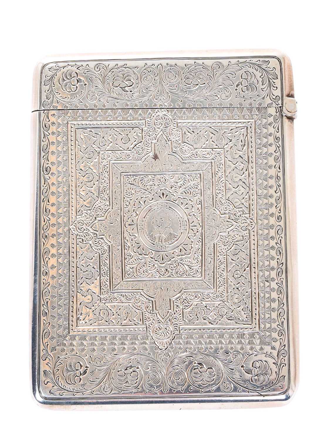 Lot 368 - Victorian card case, engraved with head of