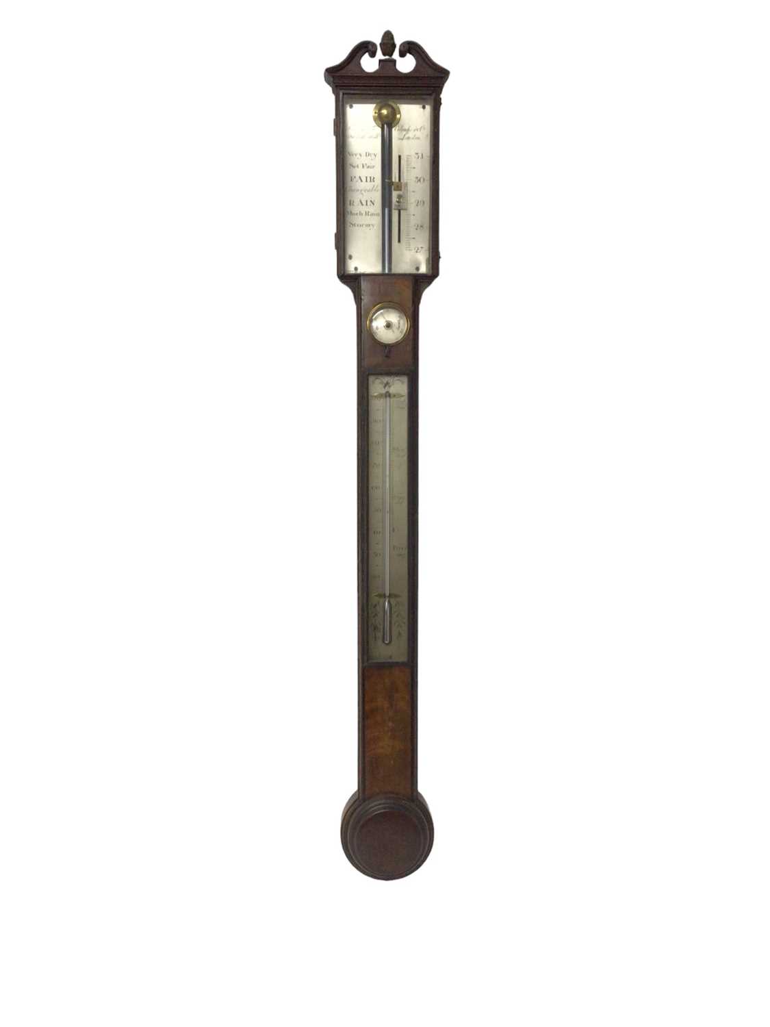 Lot 760 - George III stick barometer, swan neck