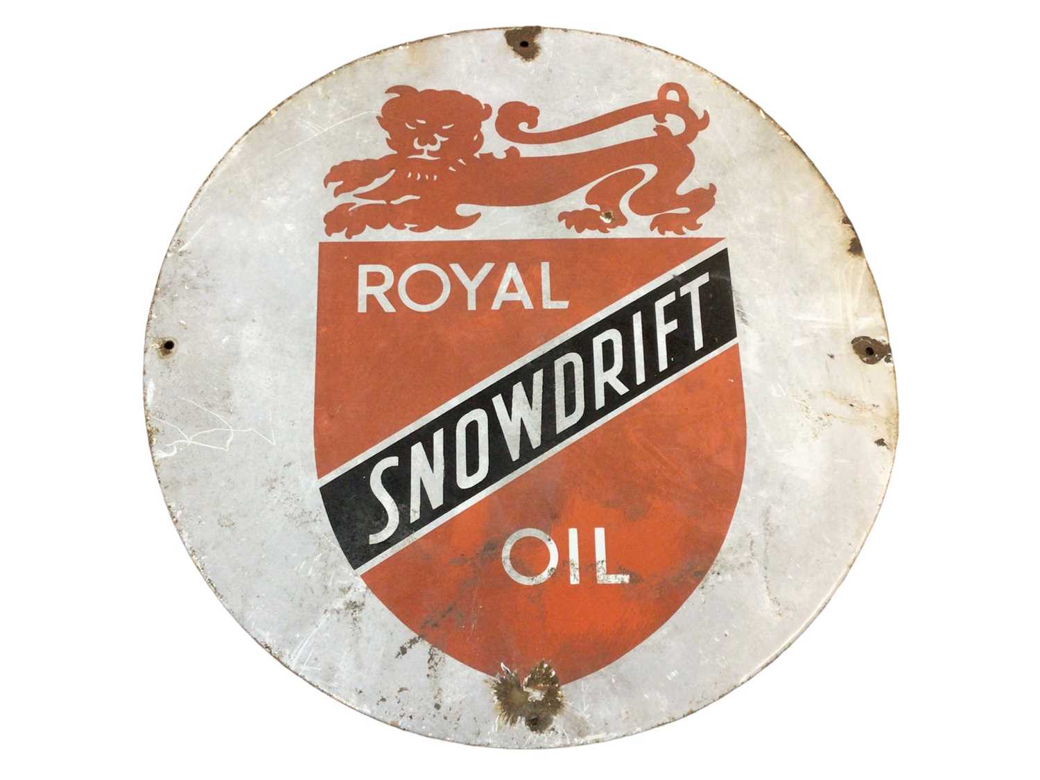 Lot 80 - Original 'Royal Snowdrift Oil' enamel sign,