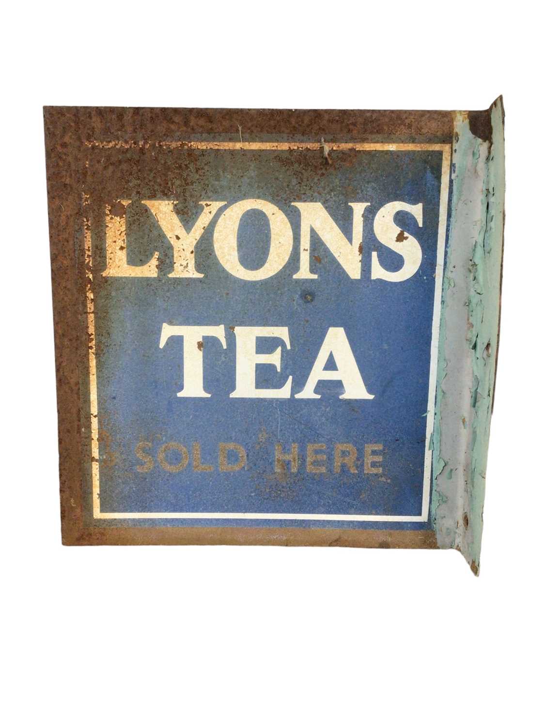 Lot 95 - Original Lyons Tea enamel sign with bracket,