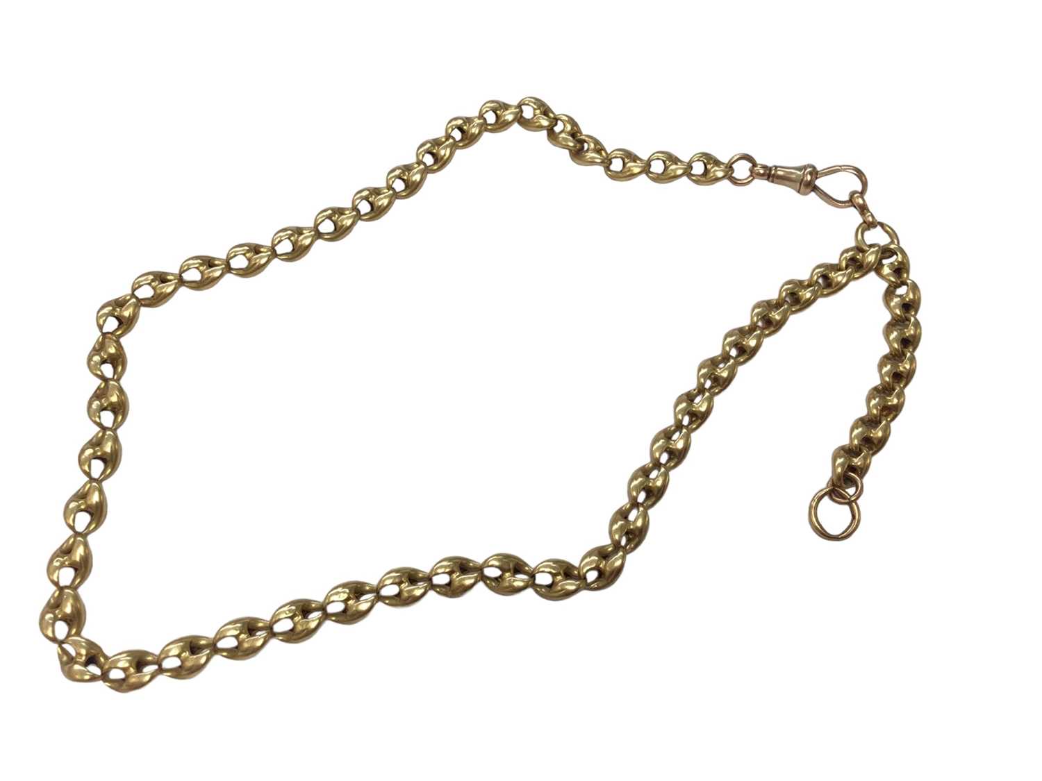 Lot 103 - Antique yellow metal mariner link chain with