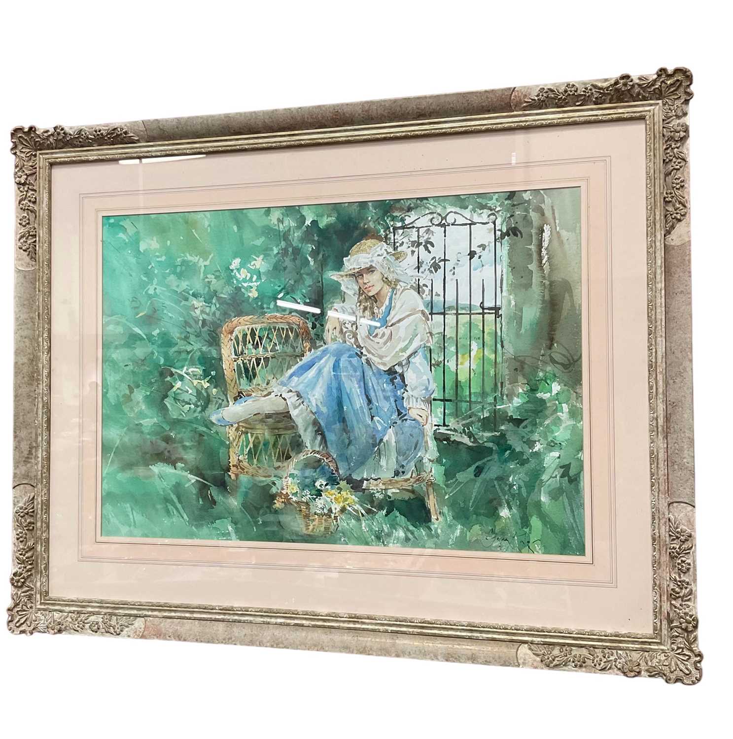 Lot 293 - Gordon King (1939-2022);watercolour, seated