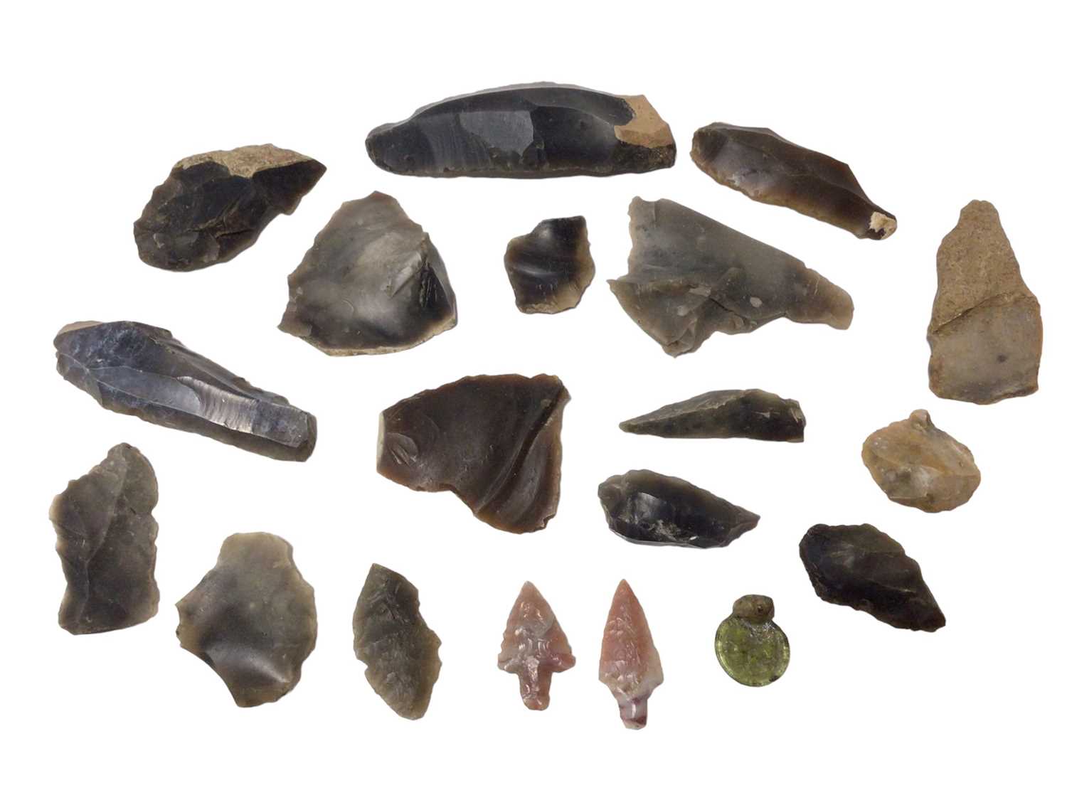 Lot 774 - English leaf shaped worked flint, various