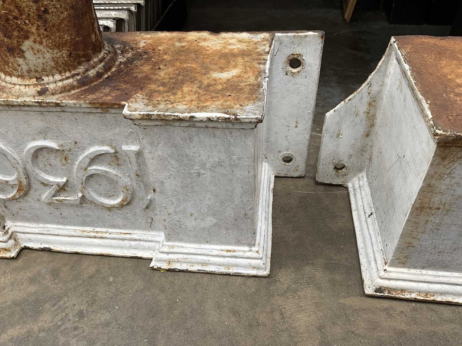 Lot 188 - Pair of cast iron water hoppers, dated 1936