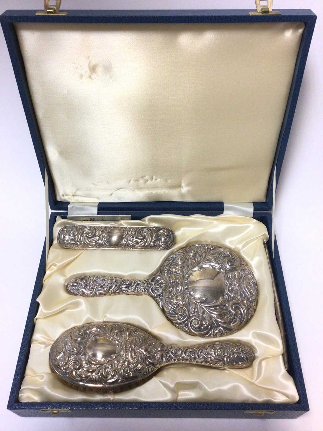 Lot 341 - Contemporary silver four piece dressing