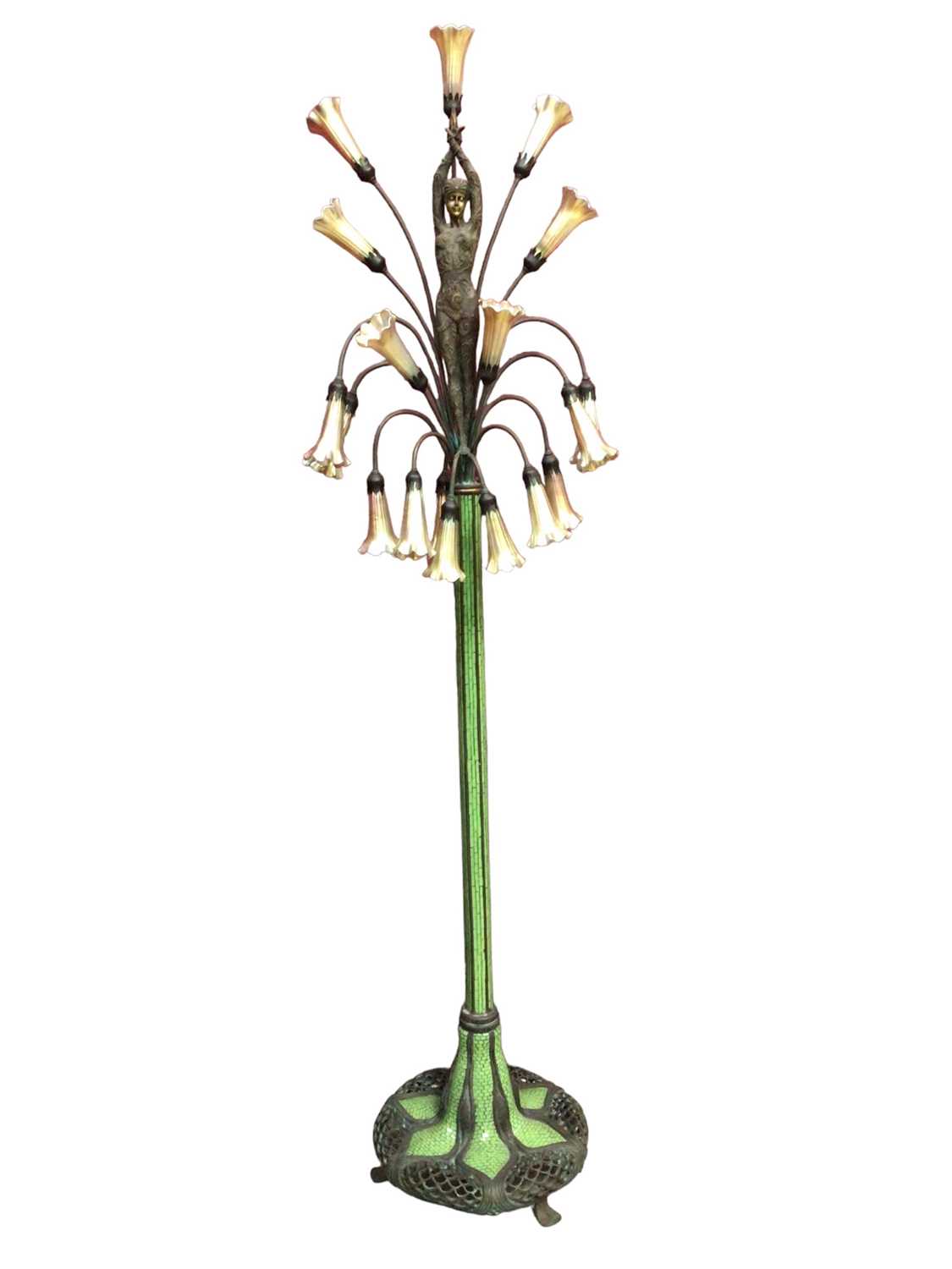 Lot 1353 - Art Deco revival standard mosaic lamp