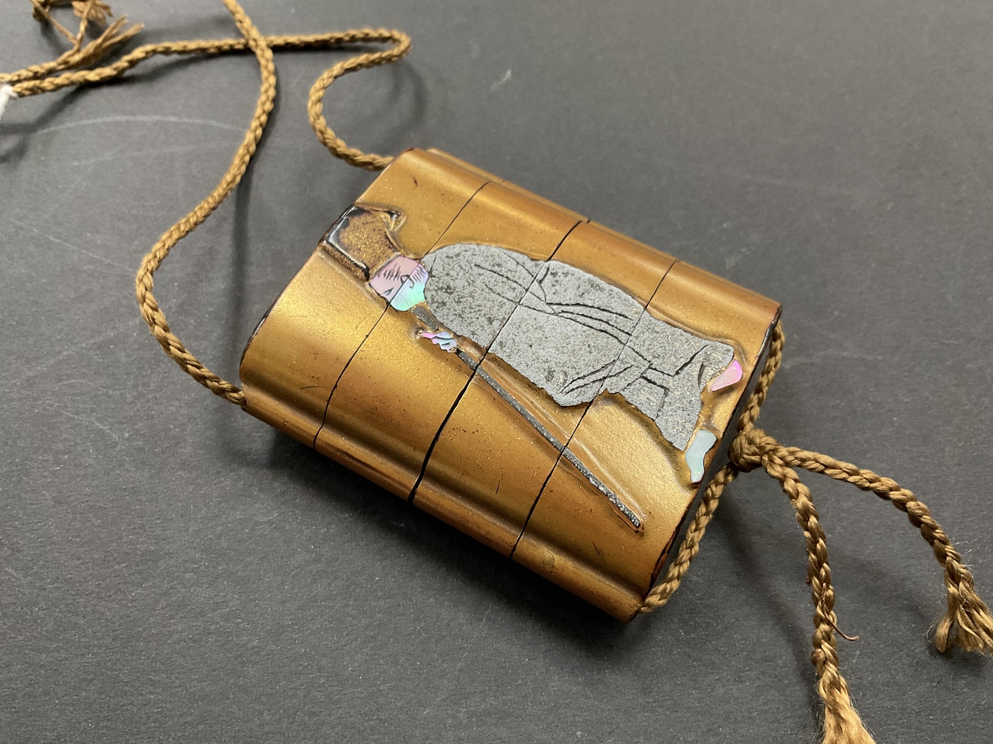 Lot 853 - Japanese four section inro, inlaid with