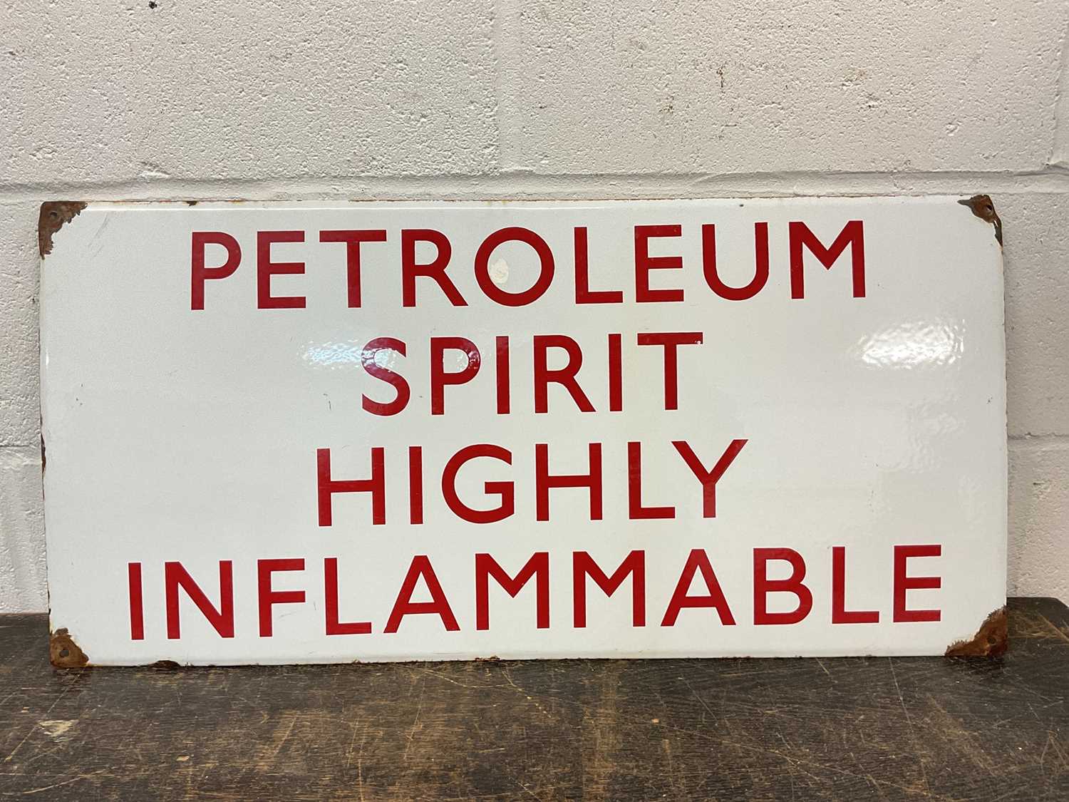 Lot 2450 - Vintage 'Petroleum Spirit Highly Flammable'
