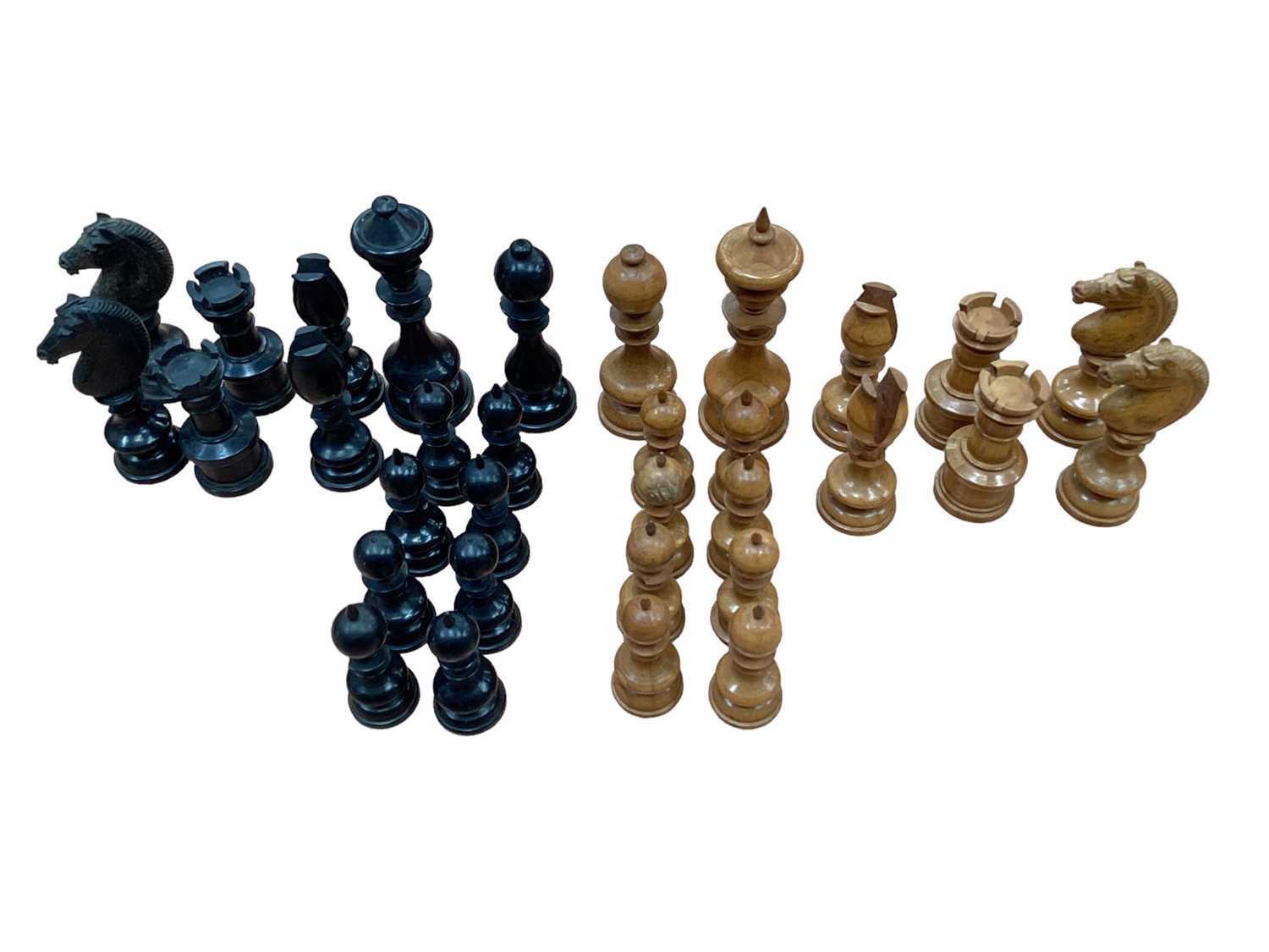 Lot 2530 - Gold quality Staunton type chess set, the