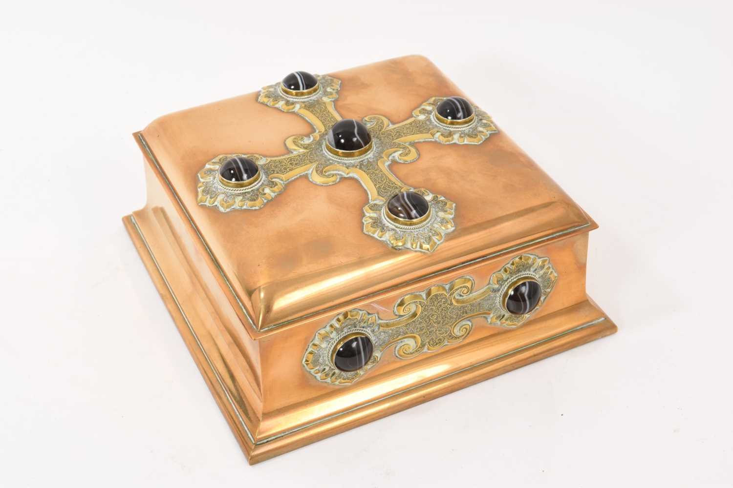 Lot 818 - Victorian brass jewel casket with gothic