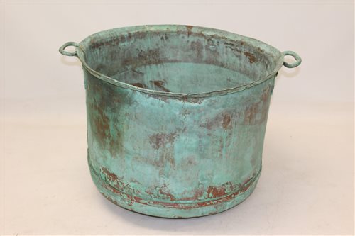 Lot 1476 - Very large riveted copper vessel with