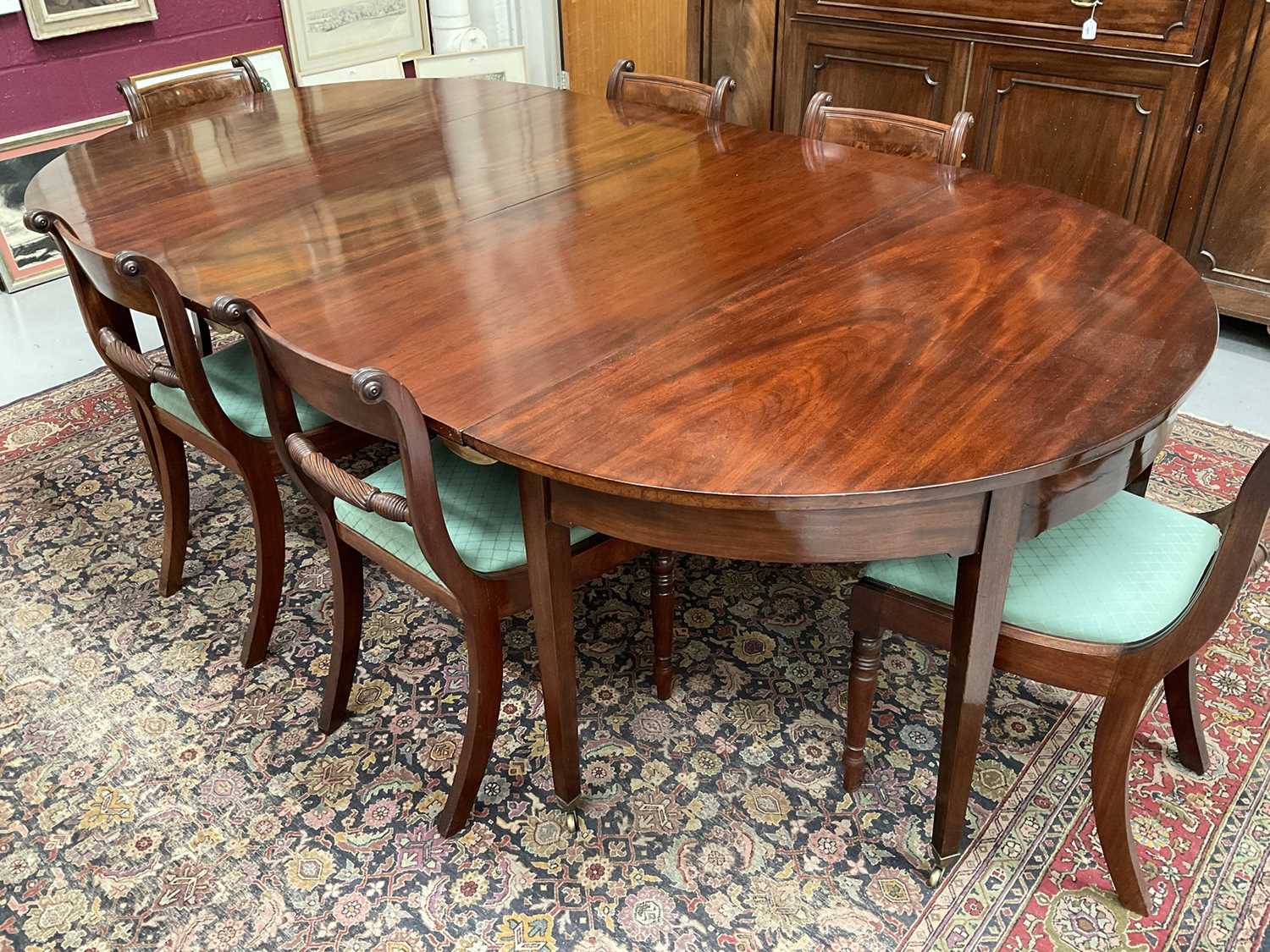 Lot 1525 - Regency mahogany D-end dining table