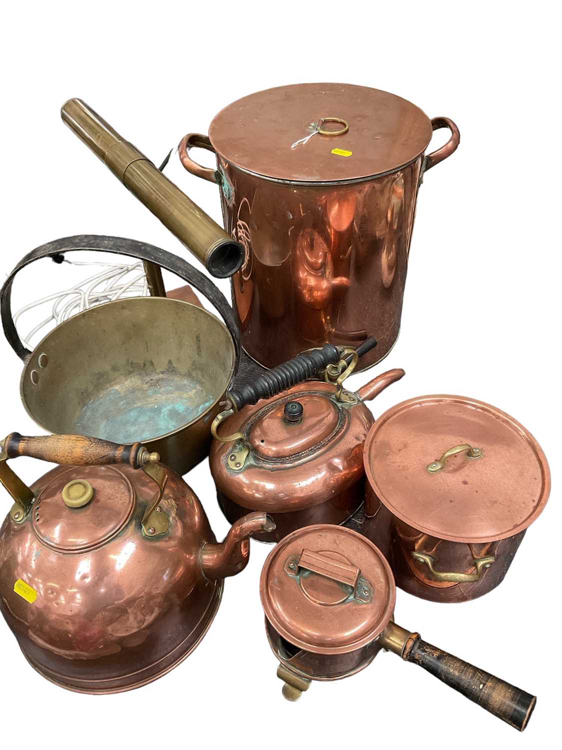 Lot 144 - Group of antique copper ware and a brass