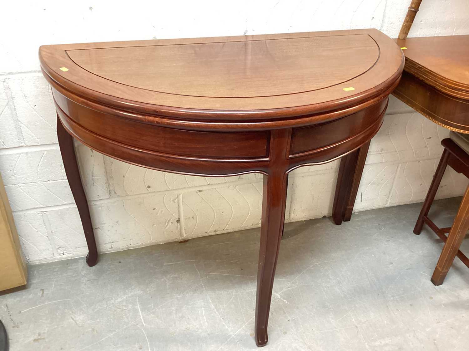 Lot 1376 - Chinese hardwood demi lune table, 101cm