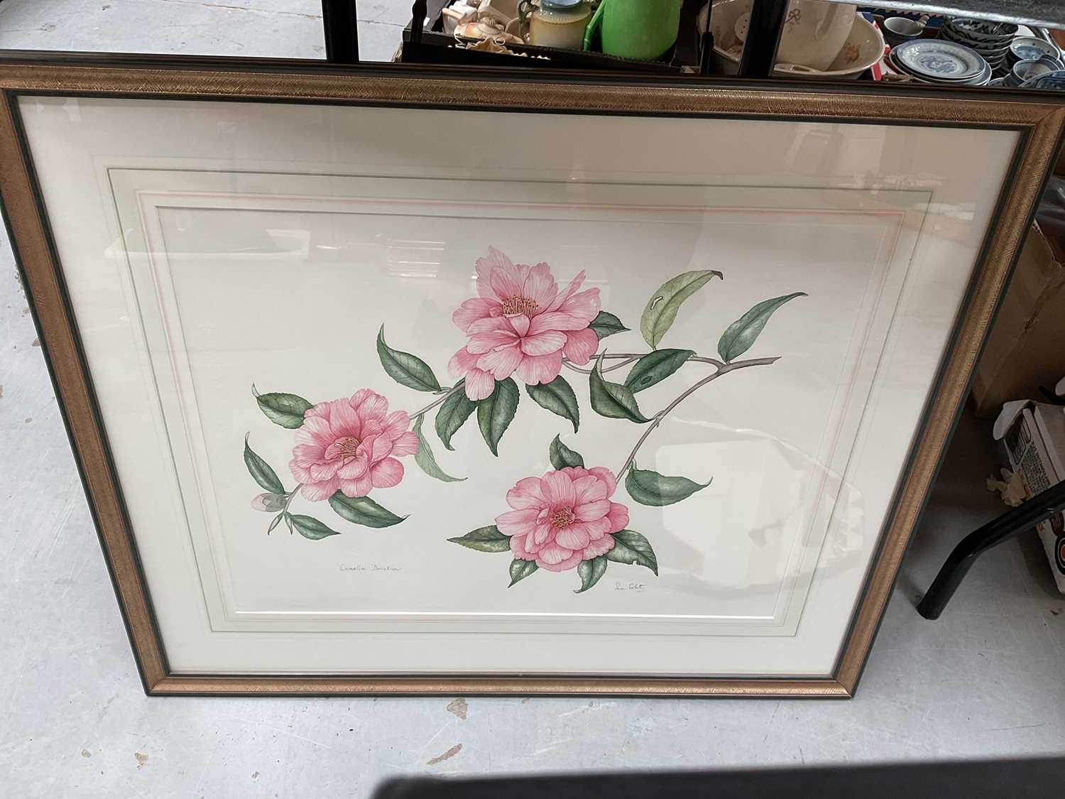 Lot 495 - 1930's wall mirror and watercolour by Susan