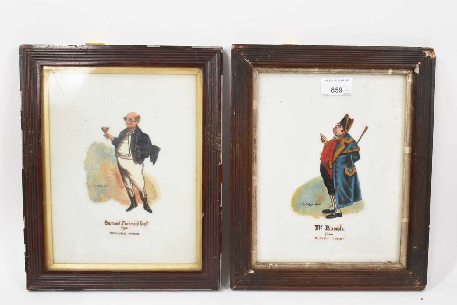 Lot 368 - Two early 20th century oils on milk glass