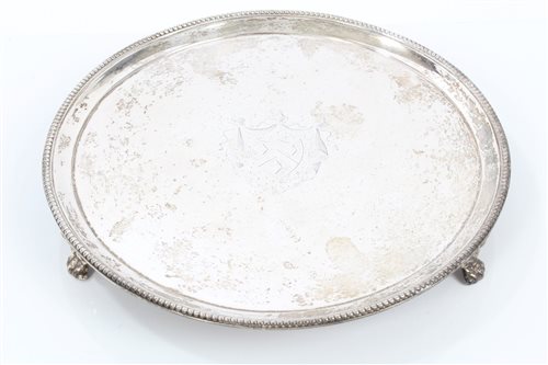 Lot 193 - George III Silverer salver of circular form,