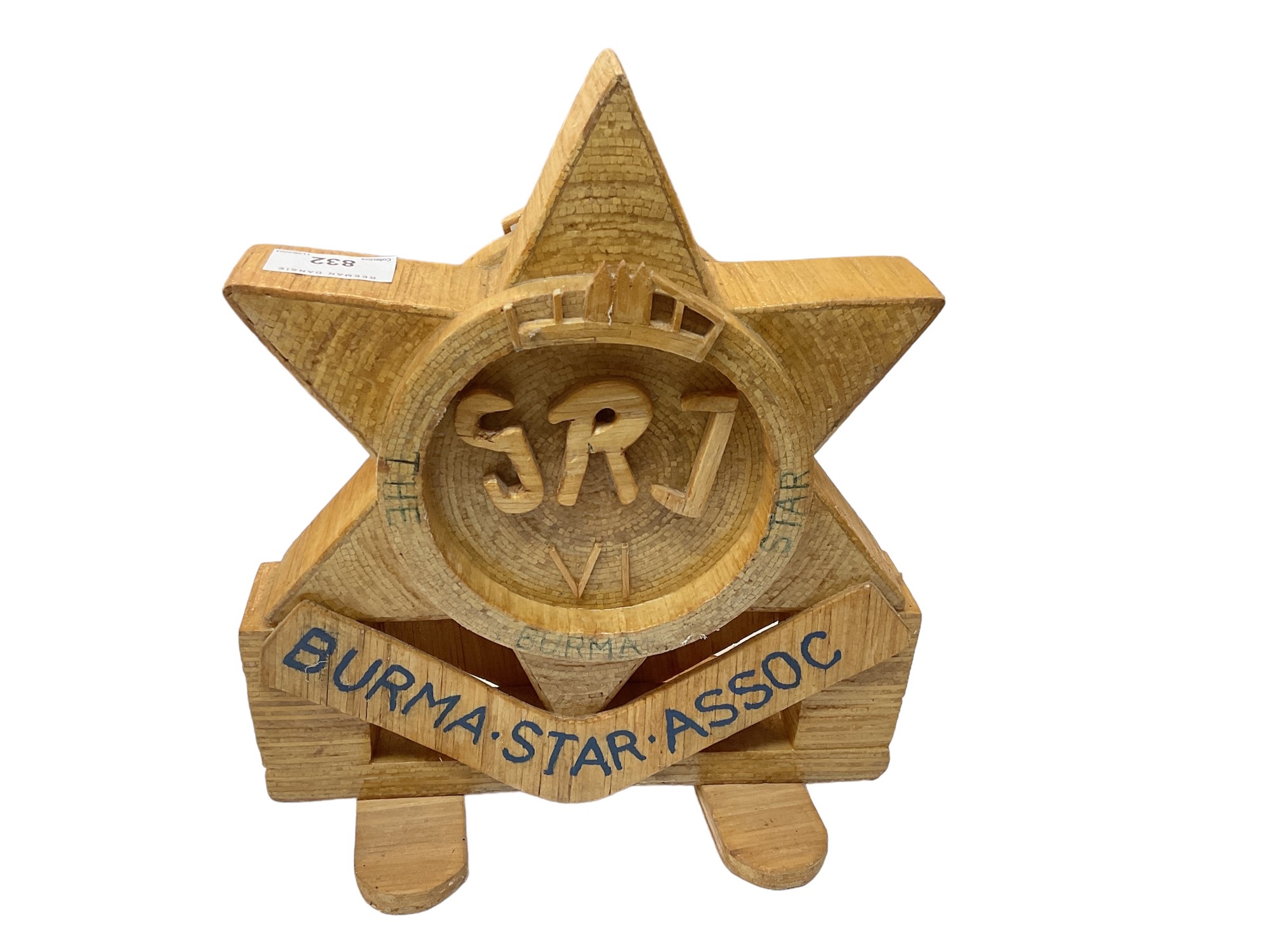Lot 832 - Wooden Burma Star Association badge