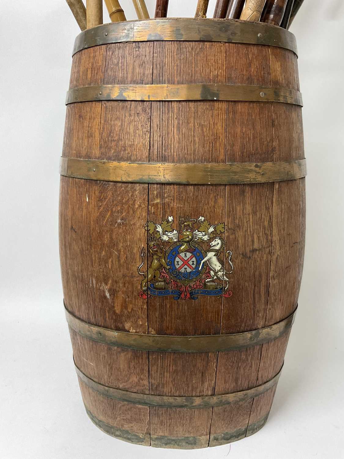 Lot 1240 - Antique coopered barrel, emblazoned with