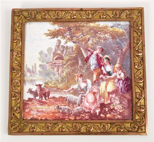 Lot 645 - 19th century Continental enamel plaque, the