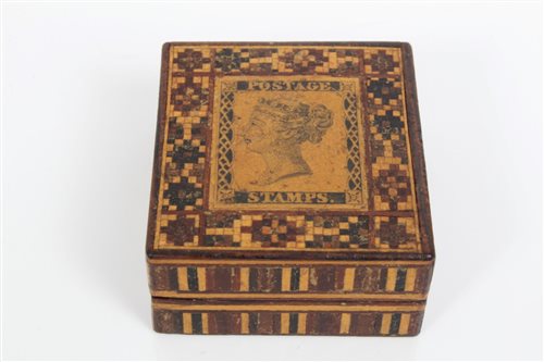 Lot 647 - Rare 19th century Tunbridge ware stamp box
