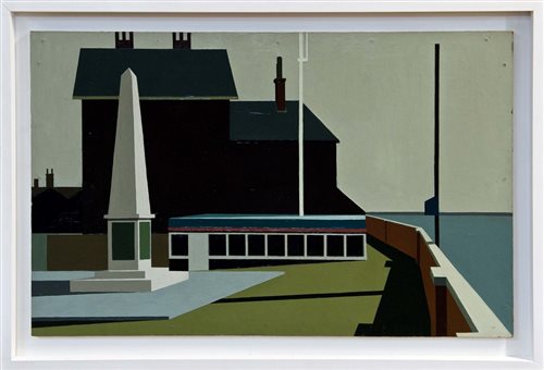 Lot 1324 - Ron Sims (b. 1944), oil on board - War