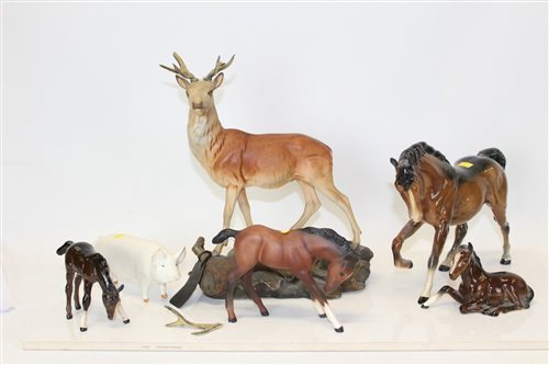 Lot 2163 - Large Beswick horse, Beswick foal and pig,